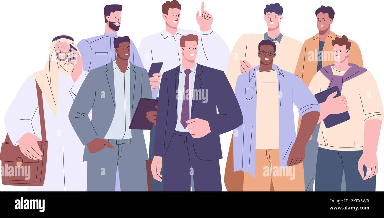 Male office team together. Adult businessmen entrepreneurs portrait ...