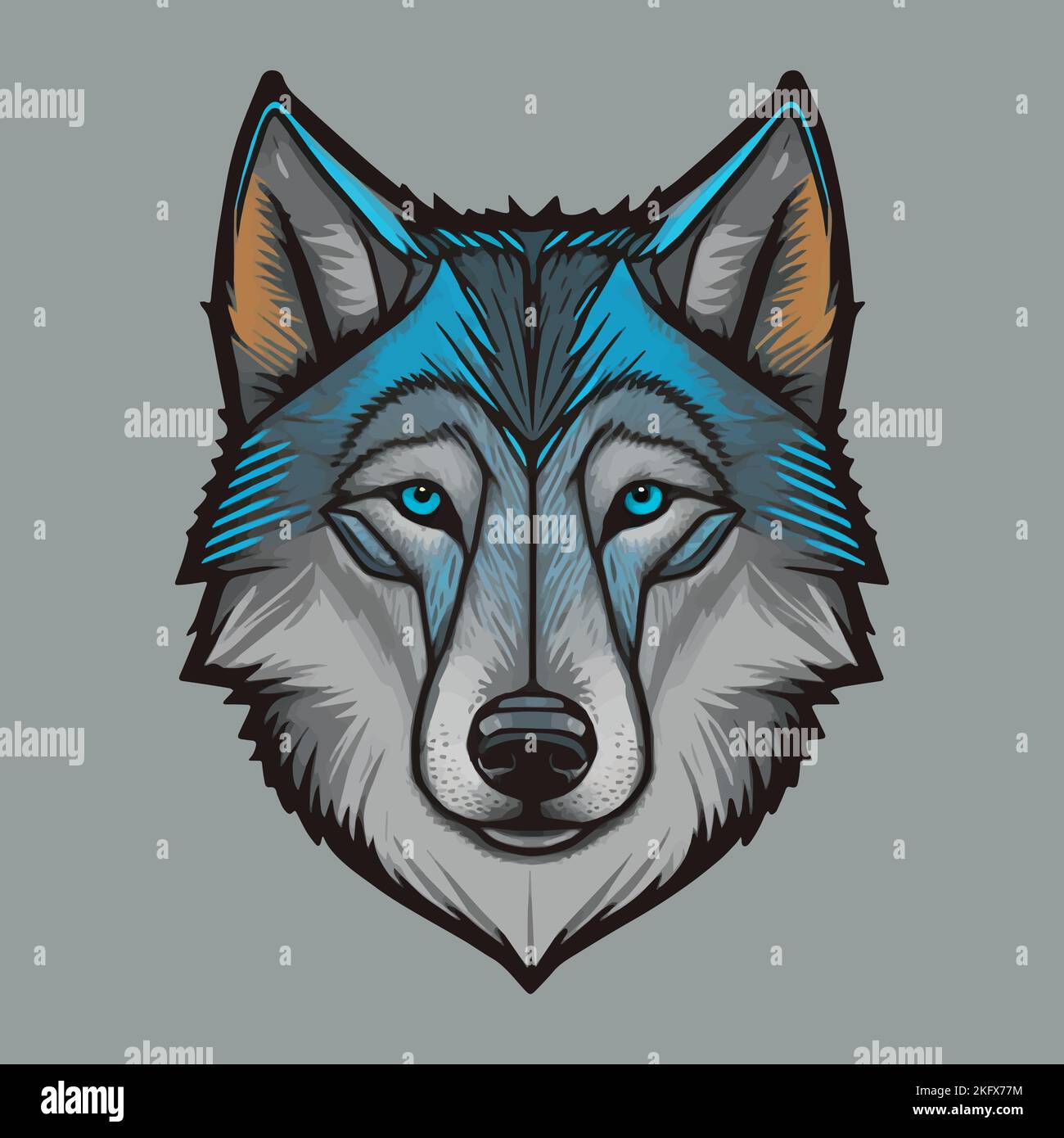 Wolf face illustration hi-res stock photography and images - Alamy