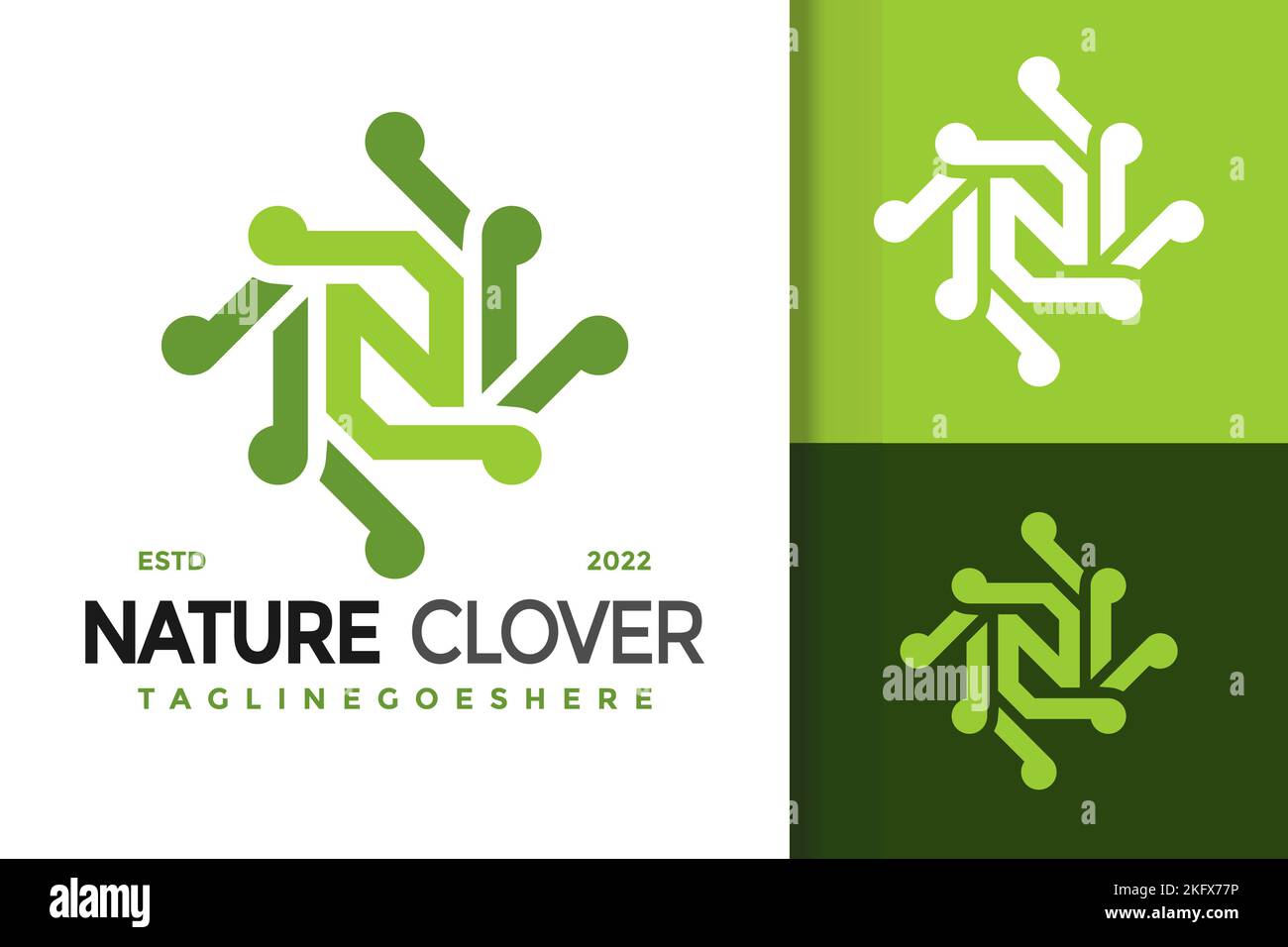 A digital vector illustration of the nature clover logo with tagline ...