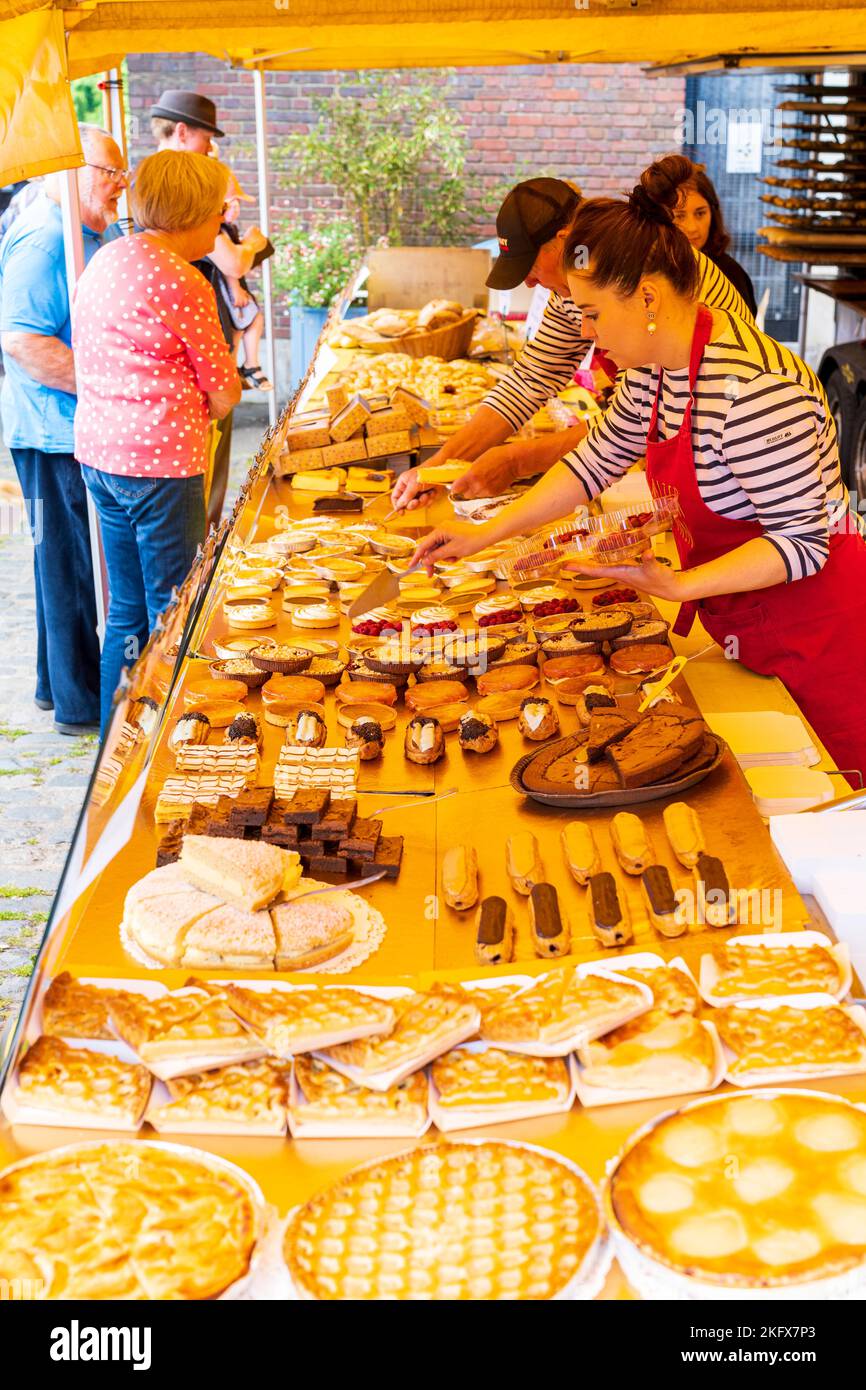 French pastry market stall at open air event, Le Weekend, at the ...
