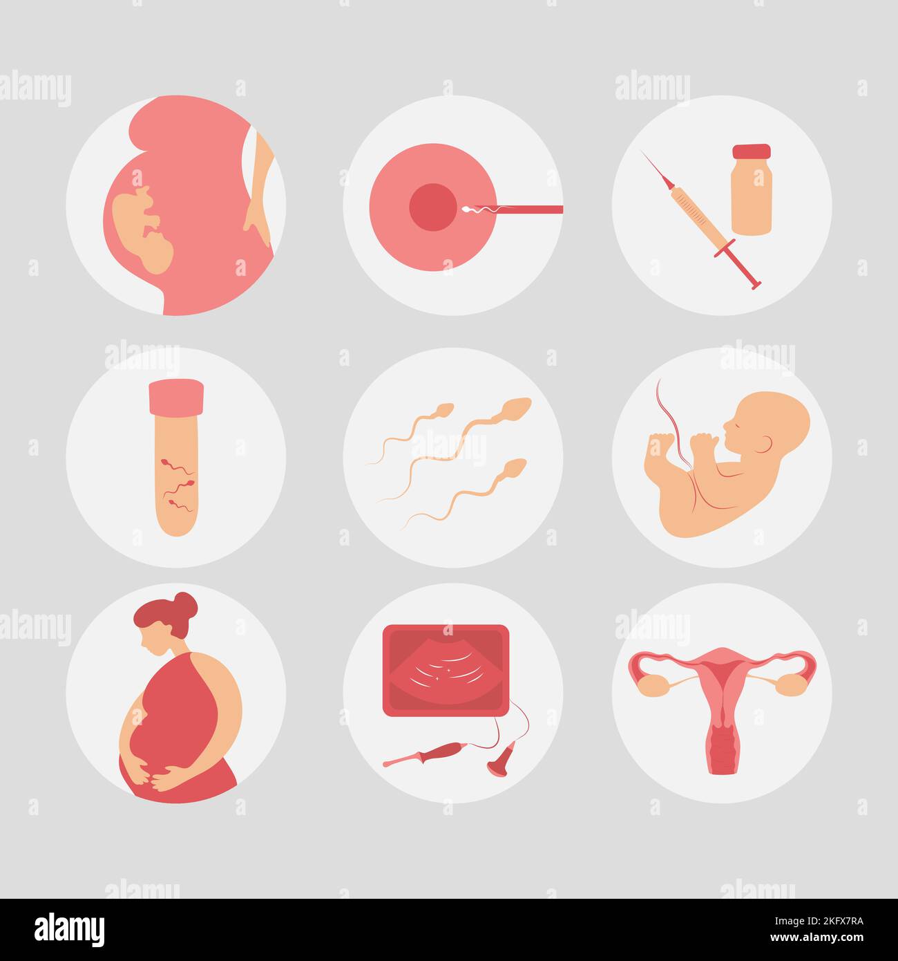 Motherhood set. Woman fertility icon set. Obstetrics signs collection ...