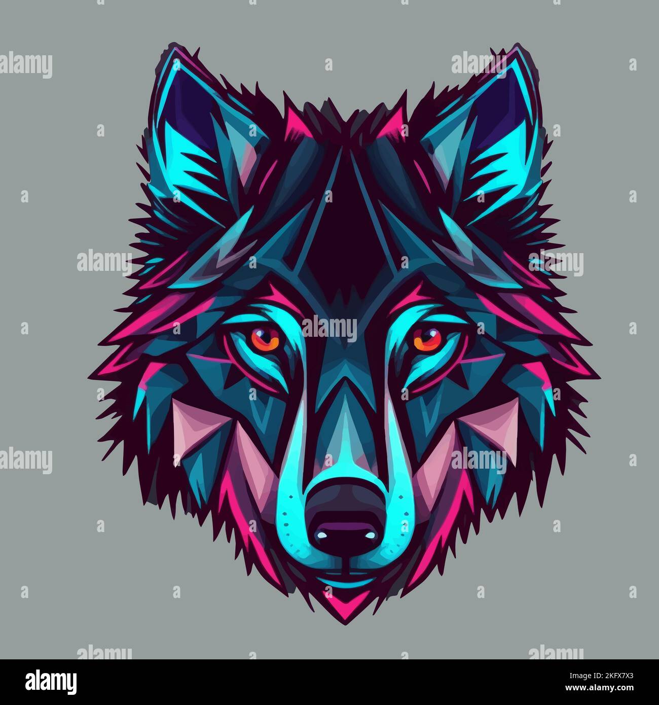 Wolf face illustration hi-res stock photography and images - Alamy