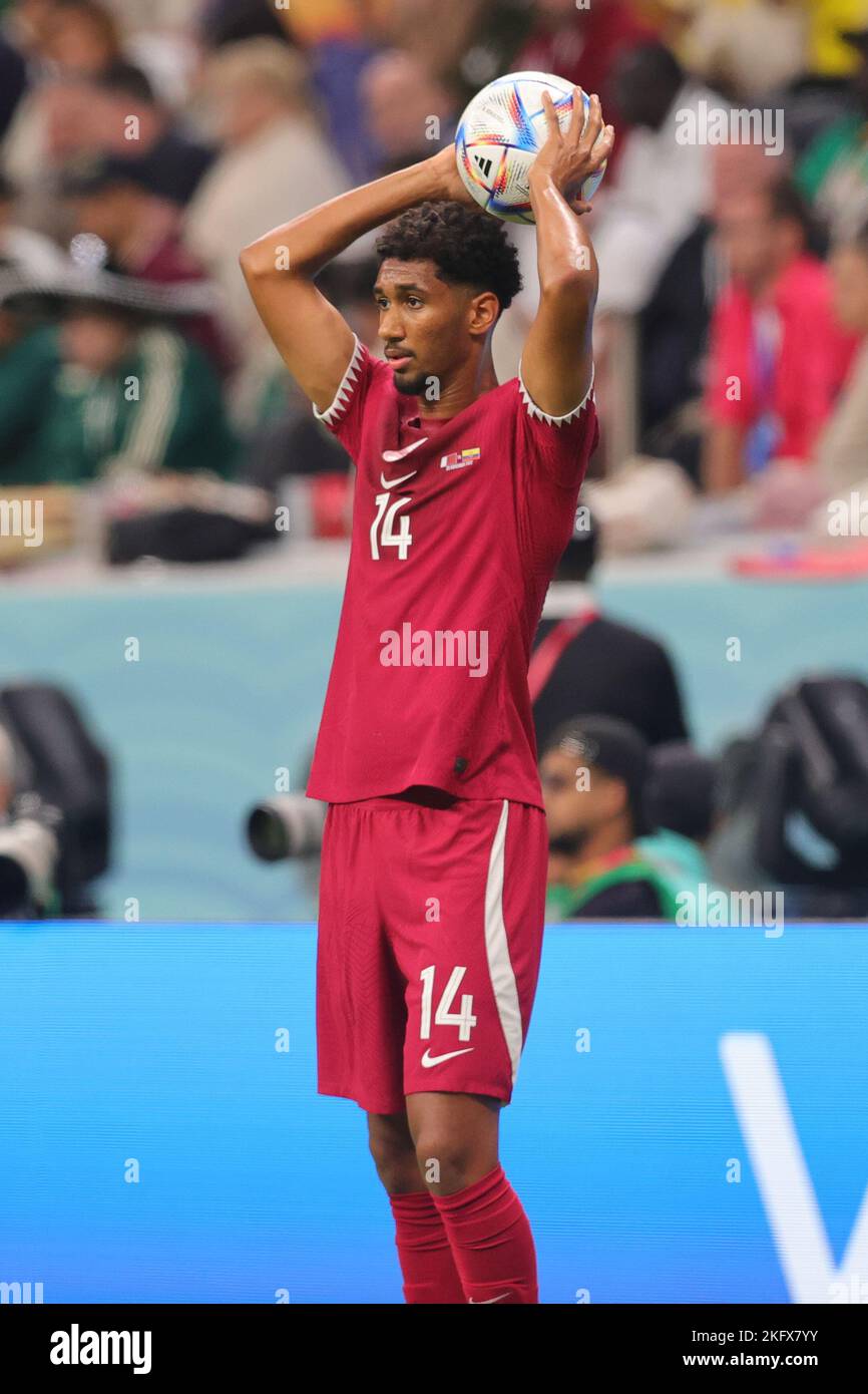 Al Khor, Qatar. 20th Nov, 2022. Homan Ahmed of Qatar takes a throw in ...