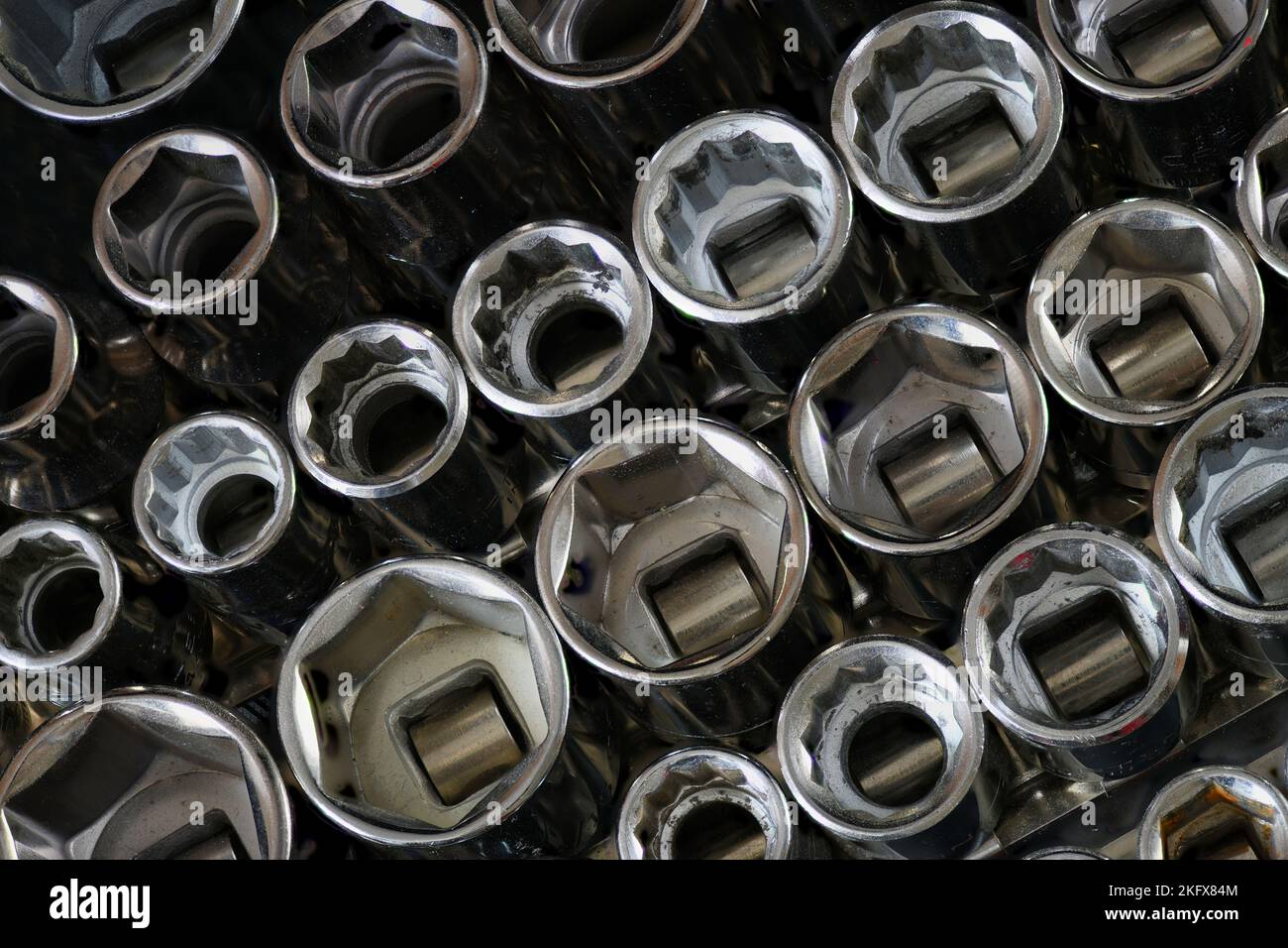 Mechanic Sockets collection close up Stock Photo - Alamy