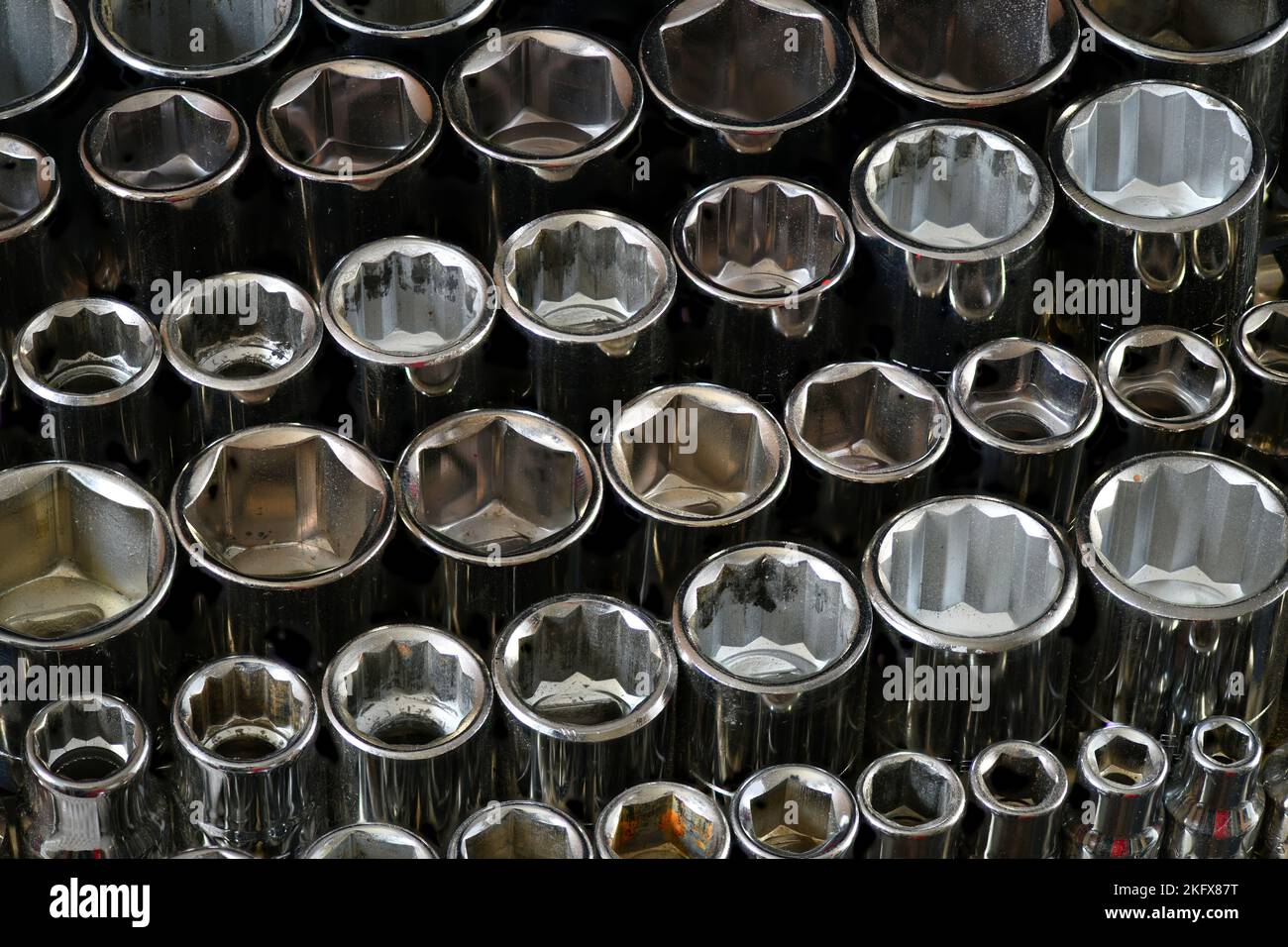 Mechanic Sockets collection close up Stock Photo - Alamy