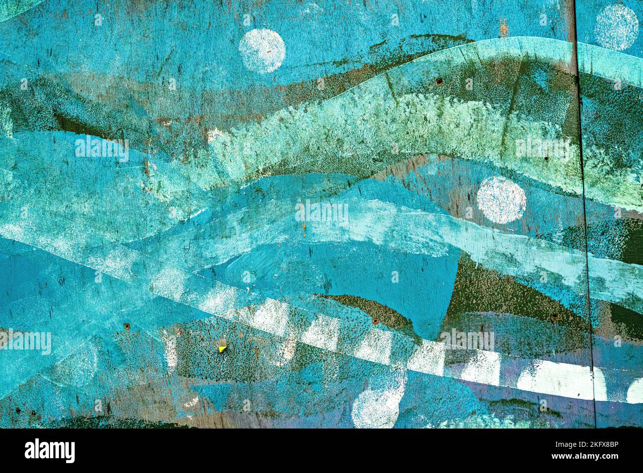 Wave patterns painted on wooden fence Stock Photo - Alamy