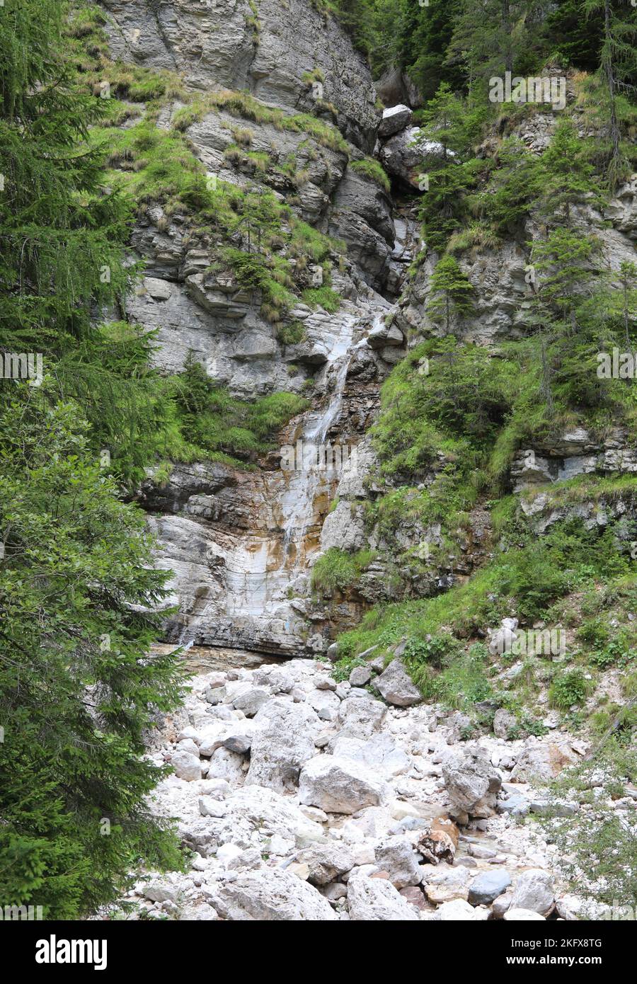mountain stream with pure water produced by the melting of high ...