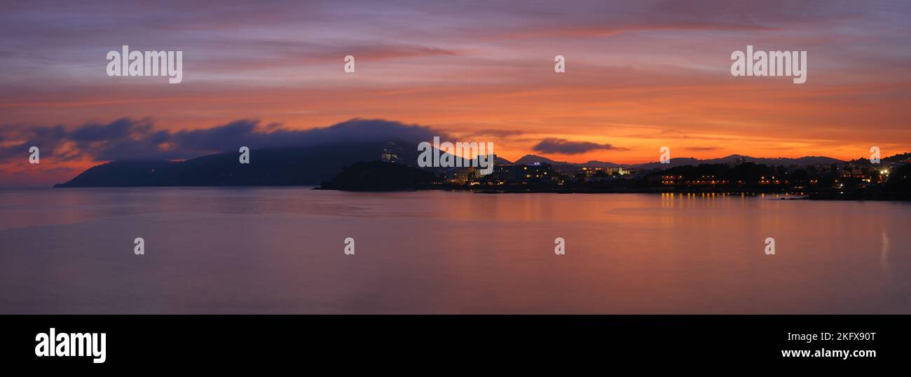 Panoramic Sunset of Santa Eulalia, Ibiza, Balearic Islands, Spain Stock ...
