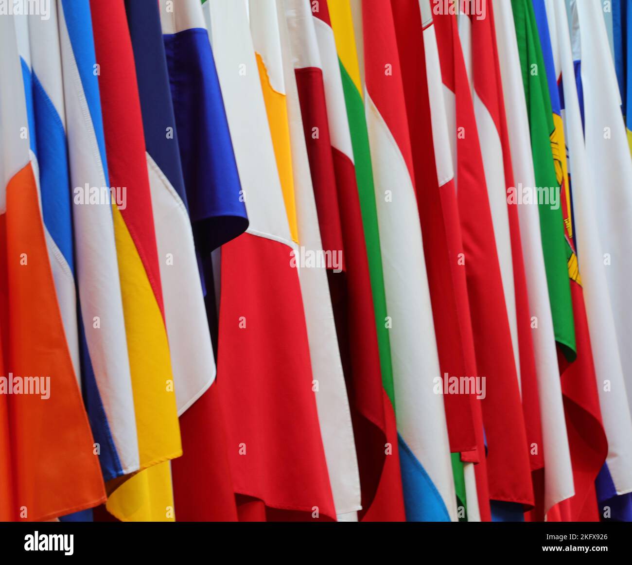 group of many european flags during the international meeting between ...