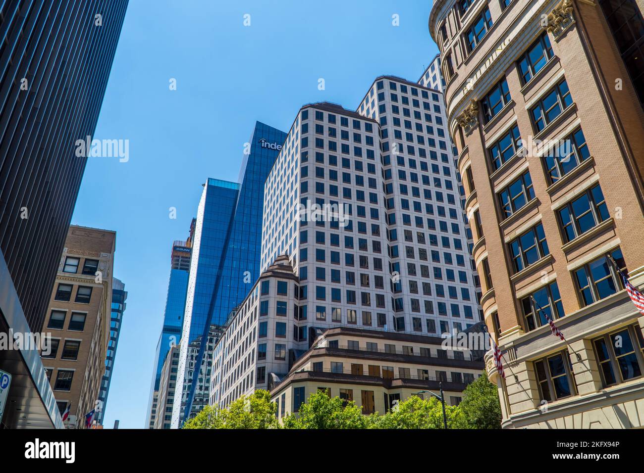 A low angle shot of the buildings in downtown Austin, Texas Stock Photo ...