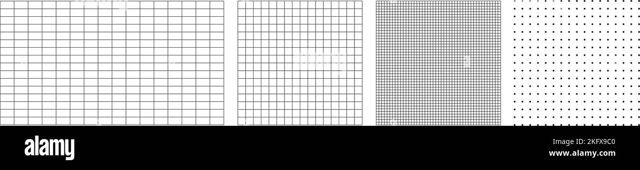 Grid checkered templates on white background. Basic shapes, lines and ...