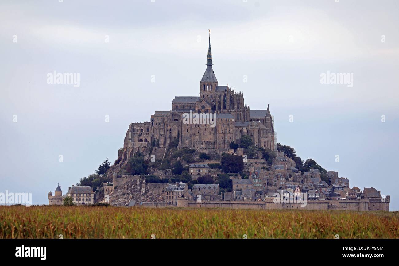 famous Abbey of Mont Saint Michel on the hill visited by millions of ...