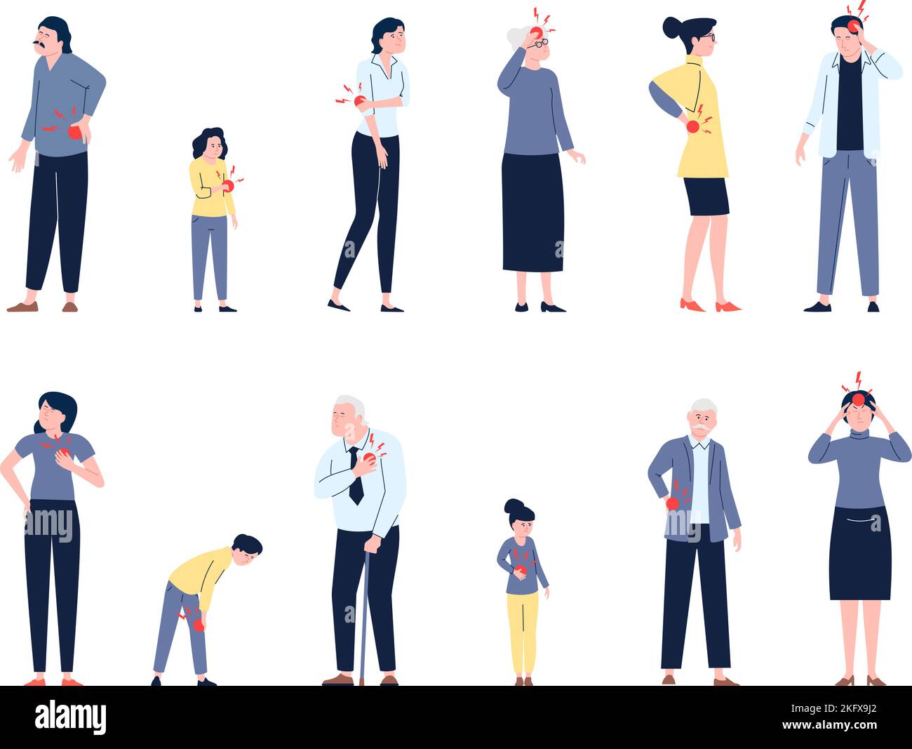 People suffer pain and spasm. Aching back, neck, muscular. Worker ...