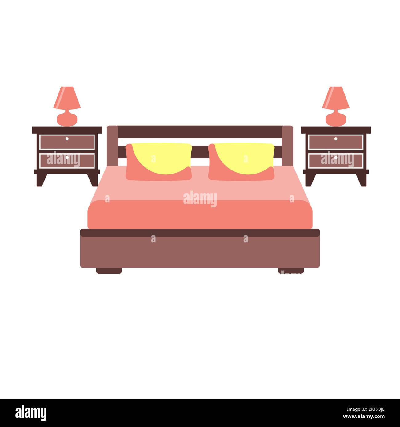Bed icon on white background. Vector illustration. Colorful graphic set ...