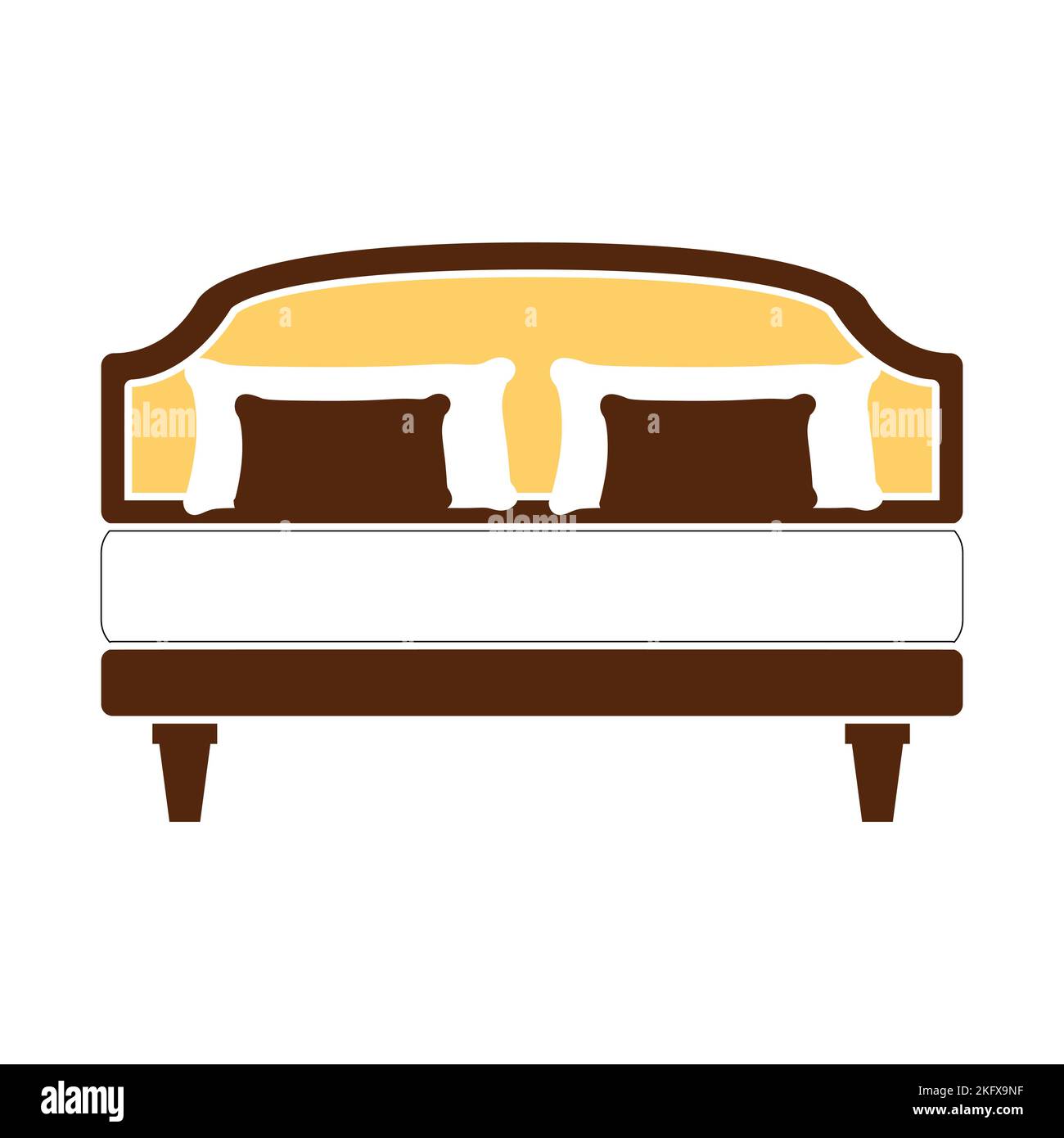 Bed icon on white background. Vector illustration. Colorful graphic set ...