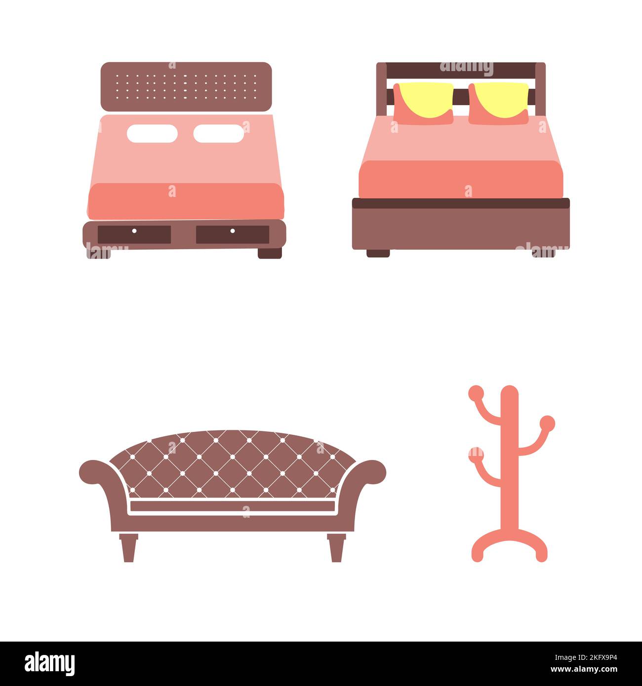 Bed icon on white background. Vector illustration. Colorful graphic set ...