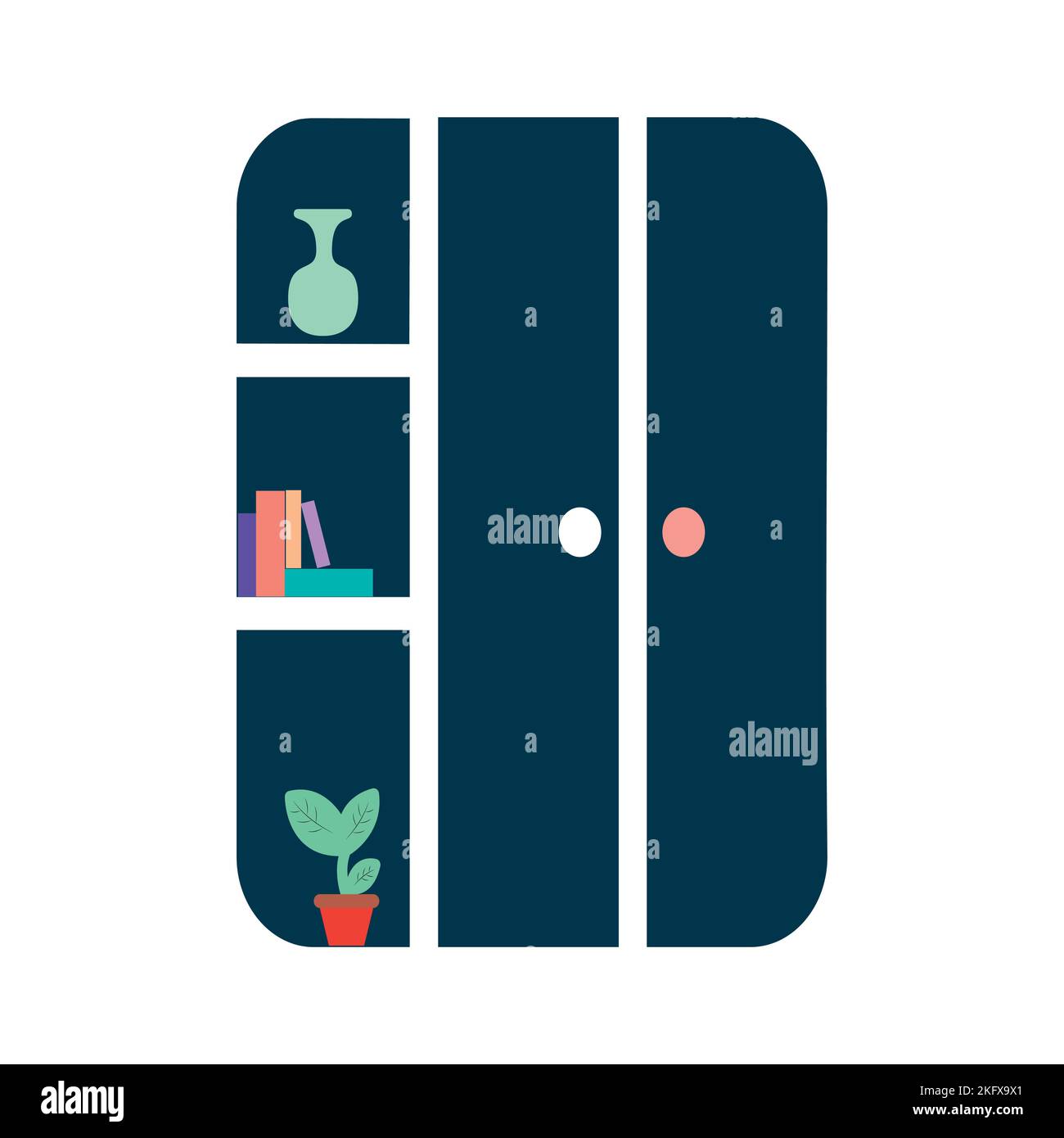 Furniture cabinet, home drawer, table design flat vector illustration ...