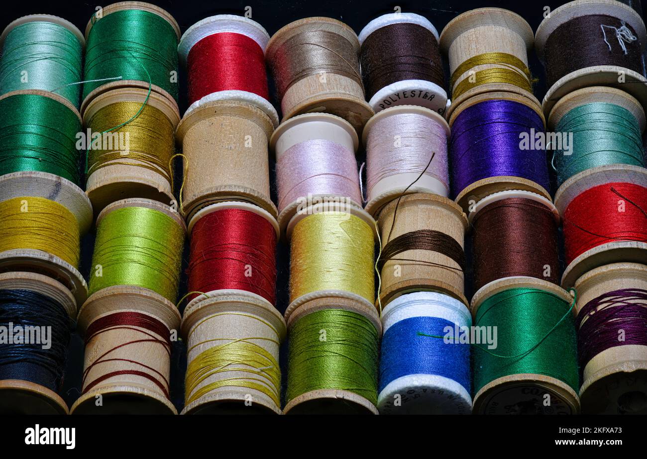 Colorful Spool Thread Collection Stock Photo - Alamy