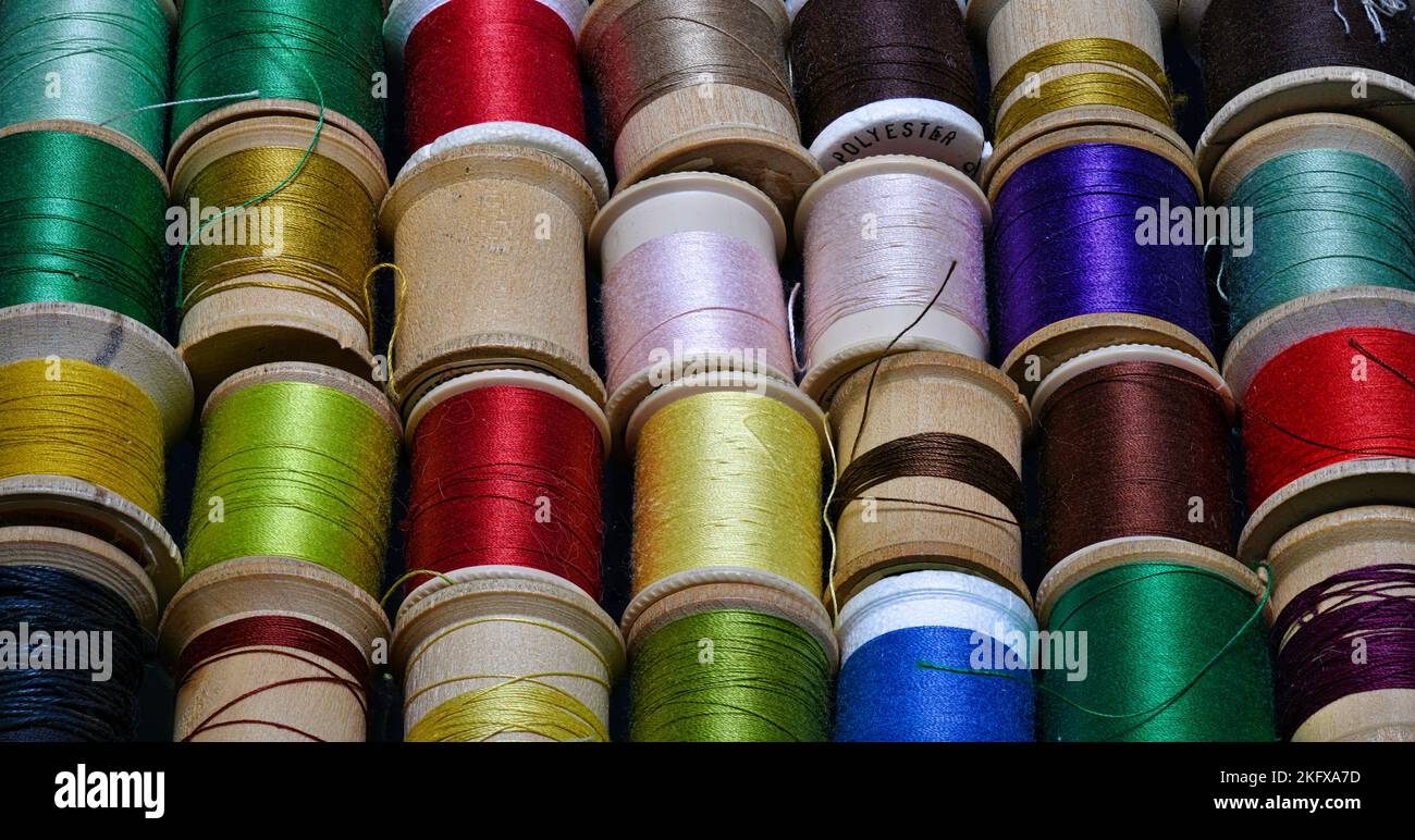 Colorful Spool Thread Collection Stock Photo - Alamy