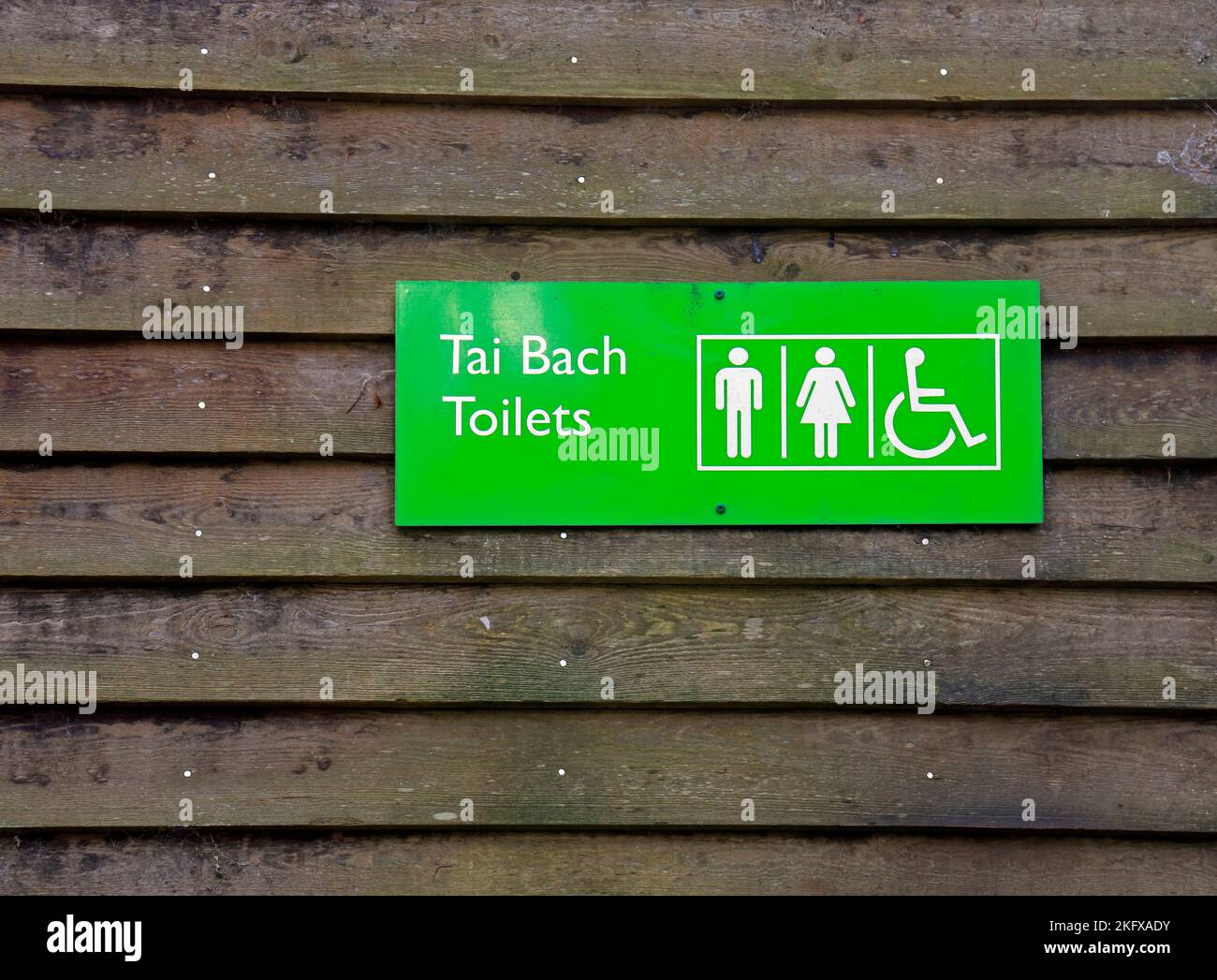 Toilet sign, bilingual Welsh / English. Tai Bach - Toilets. St Fagans ...