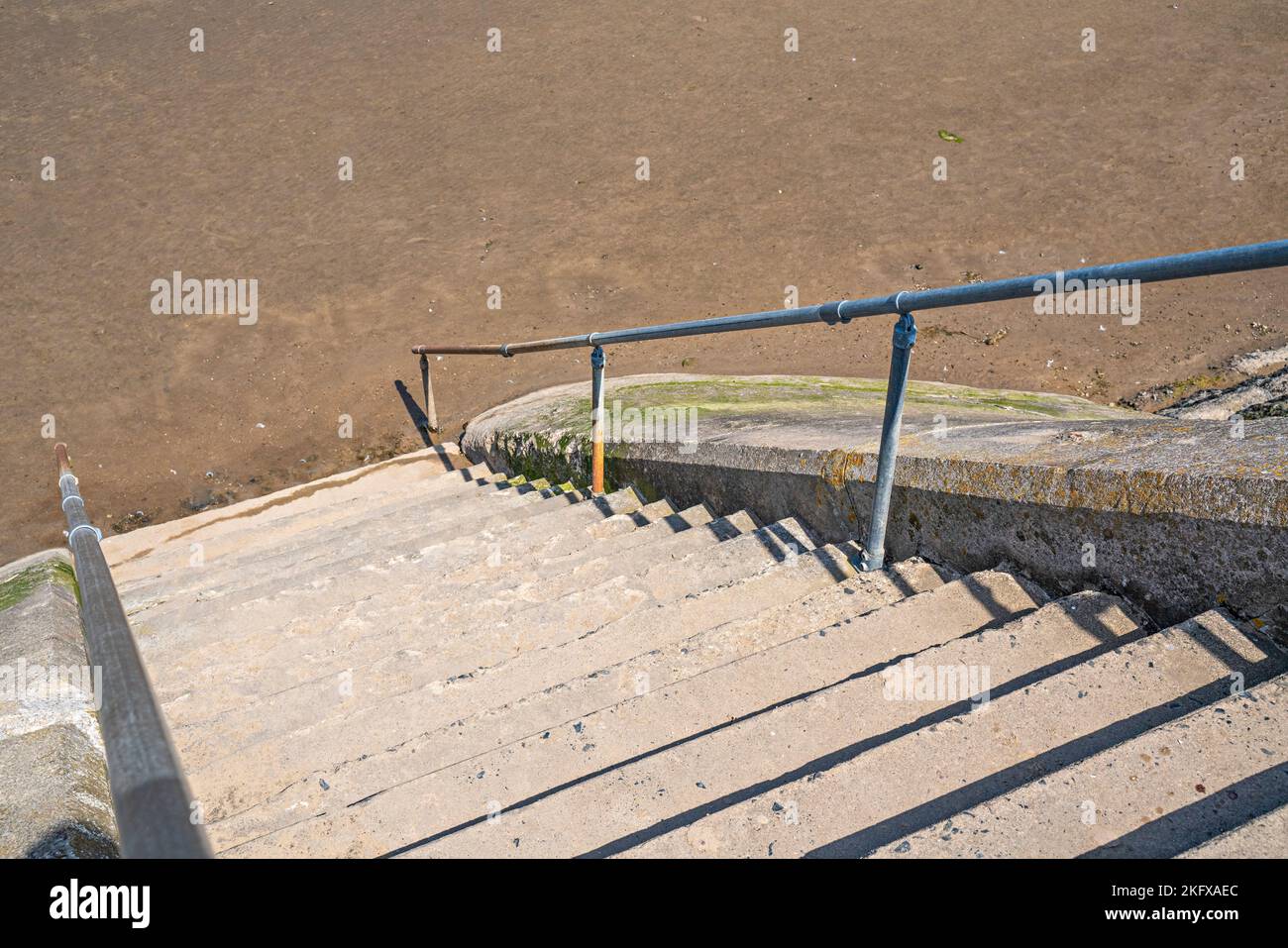 Steep steps from Promenade to Beach, Morecambe Stock Photo - Alamy