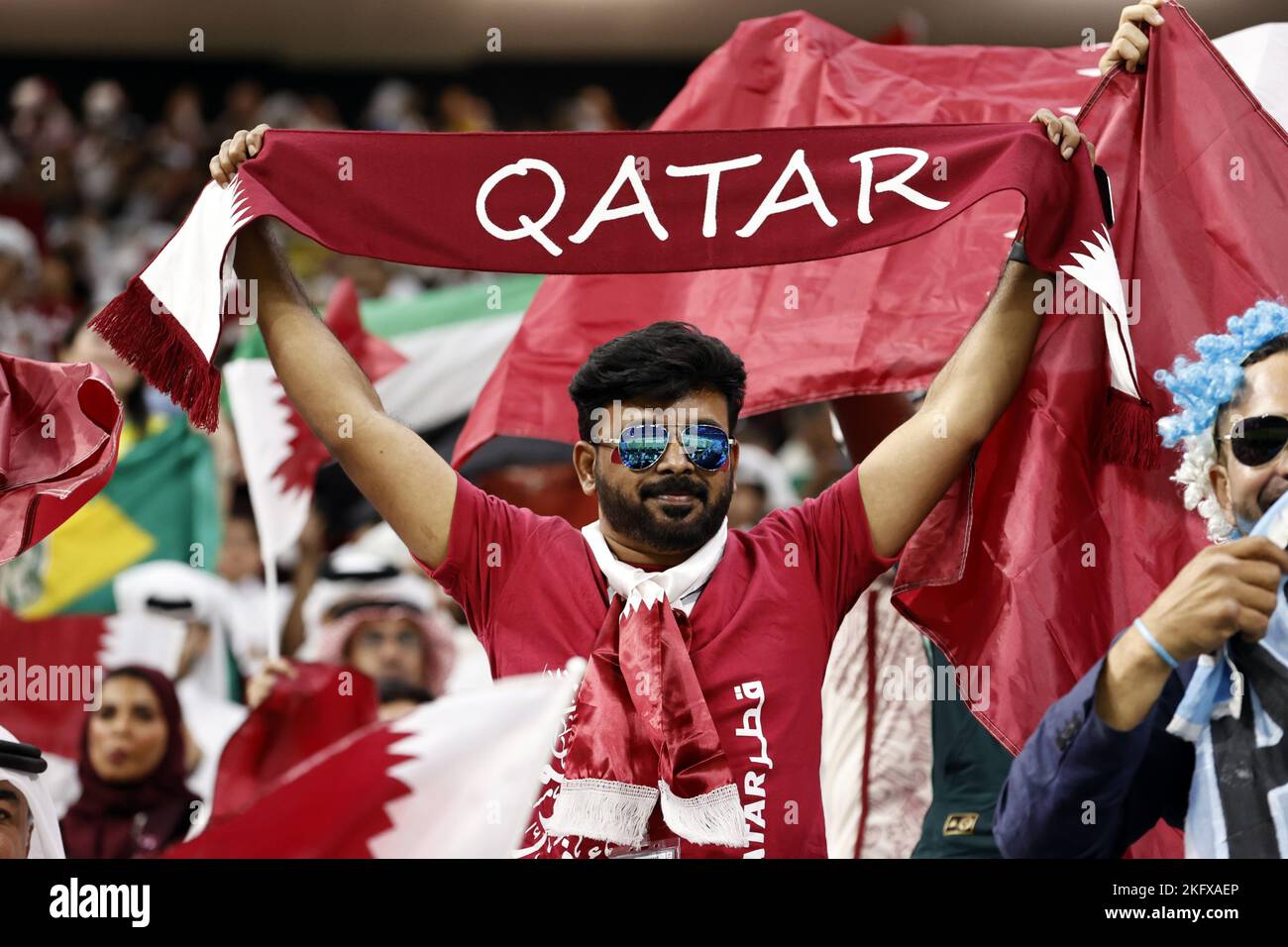 AL KHOR - Qatari supporters during the FIFA World Cup Qatar 2022 group ...