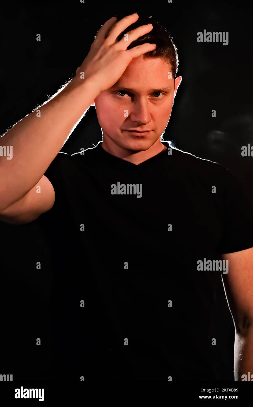 silhouette of a guy. men in the dark. smoke . steam . man in a dark ...