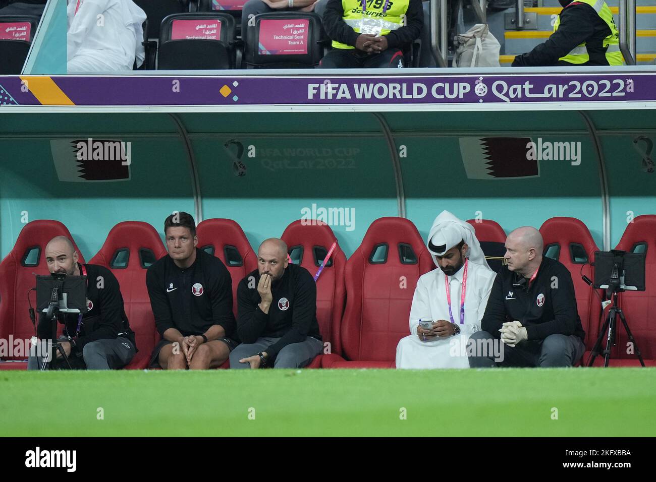 Qatar head coach Feliz Sanchez during the Qatar 2022 World Cup match ...