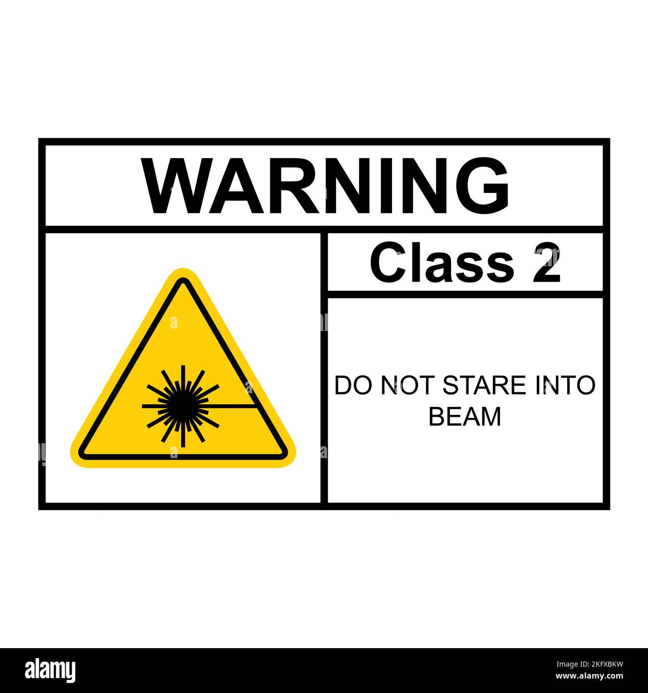 Laser radiation danger class 2 label icon, safety information symbol ...