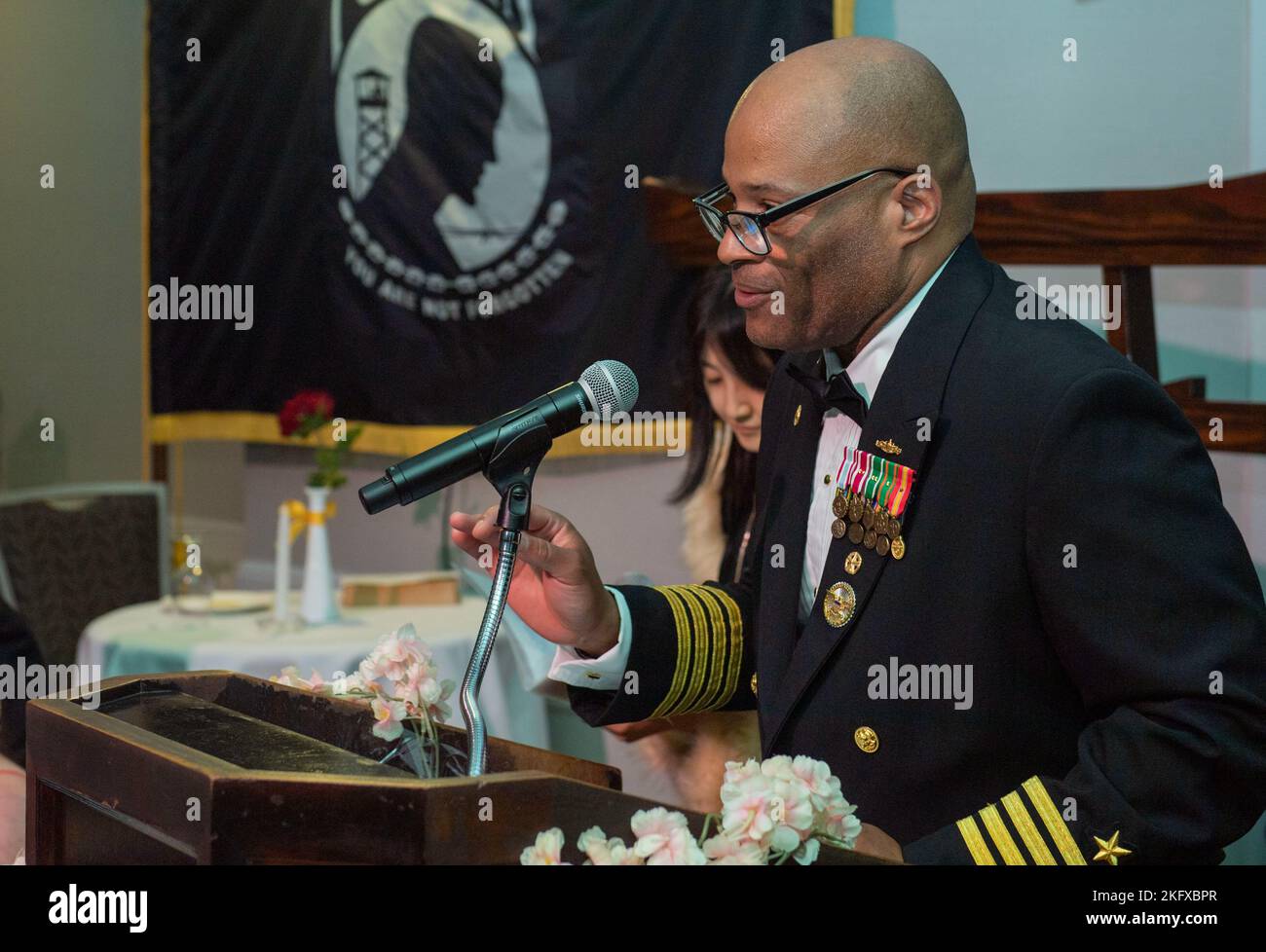 Capt. David Adams, Commander, Fleet Activities Sasebo (CFAS) addresses ...