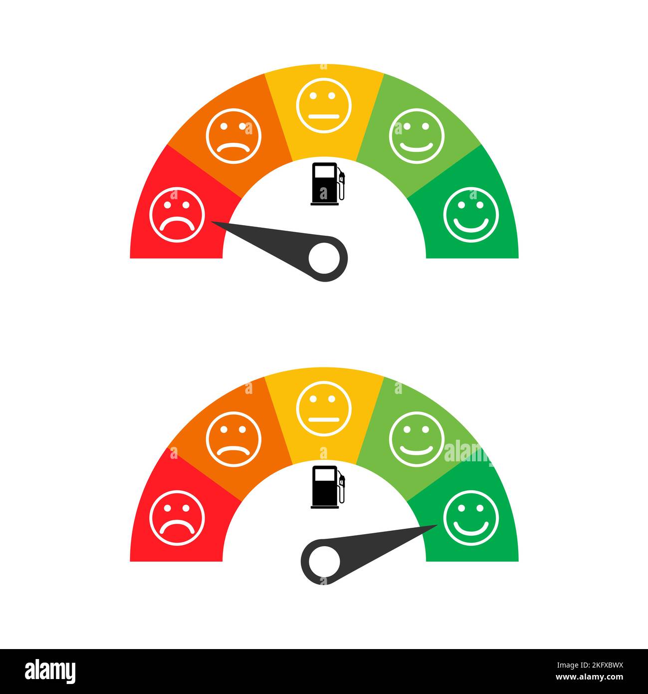Set of Fuel car indicator icon, gauge petrol automobile meter symbol ...