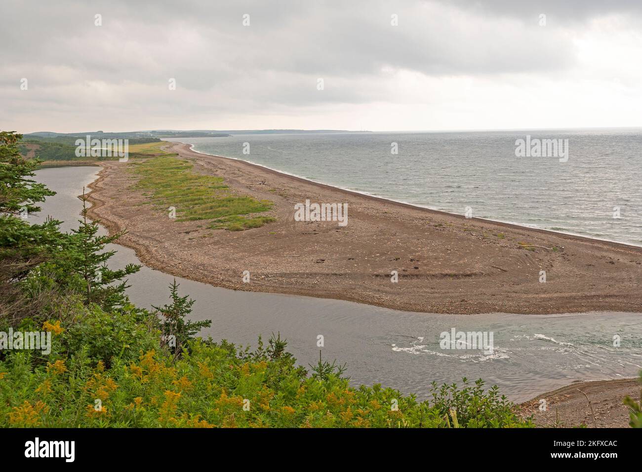 Quiet Coastal Spit in Morning Clouds on the Cheticamp River in the Cape ...