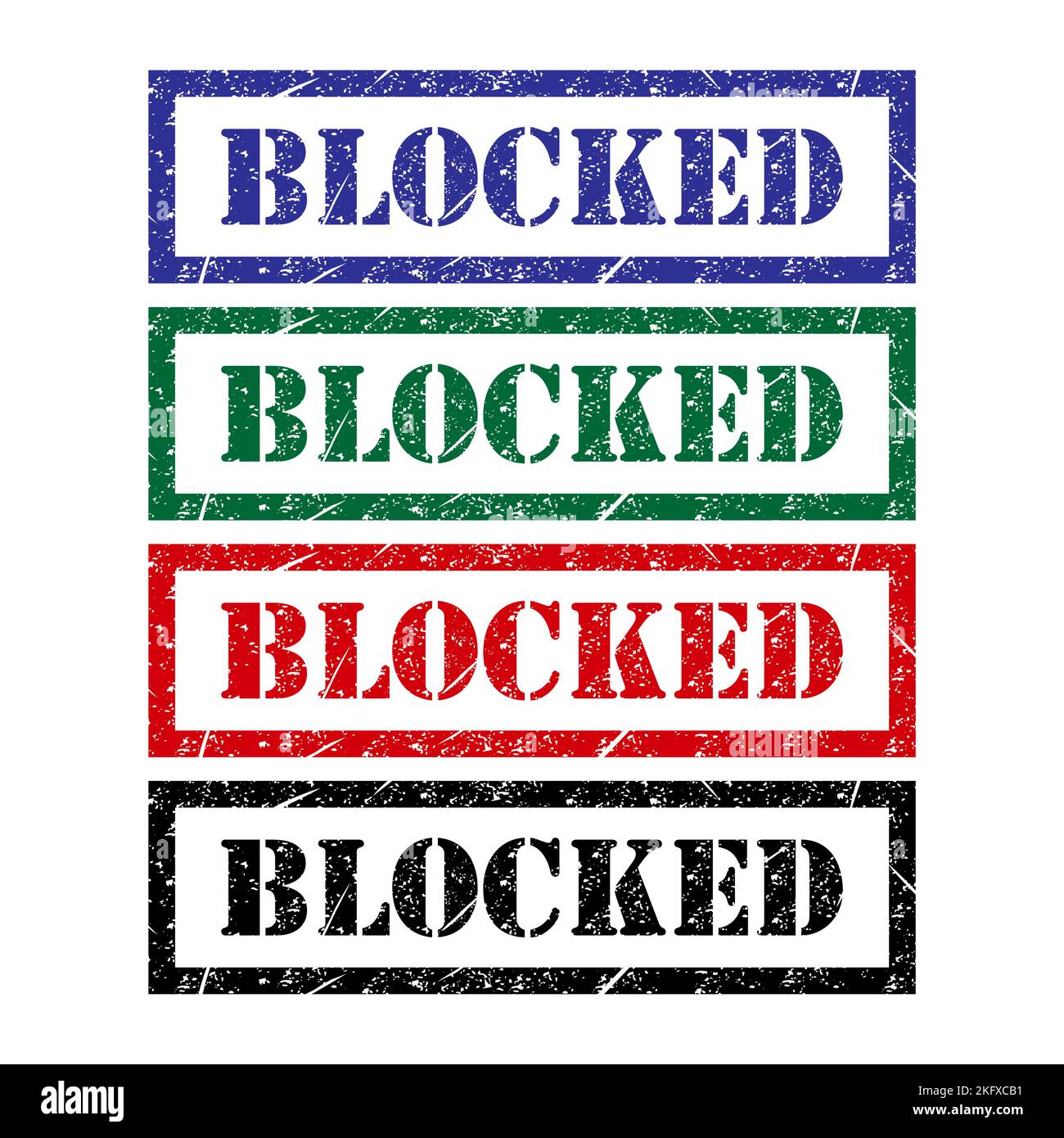 Set of Blocked stamp symbol, label sticker sign button, text banner ...