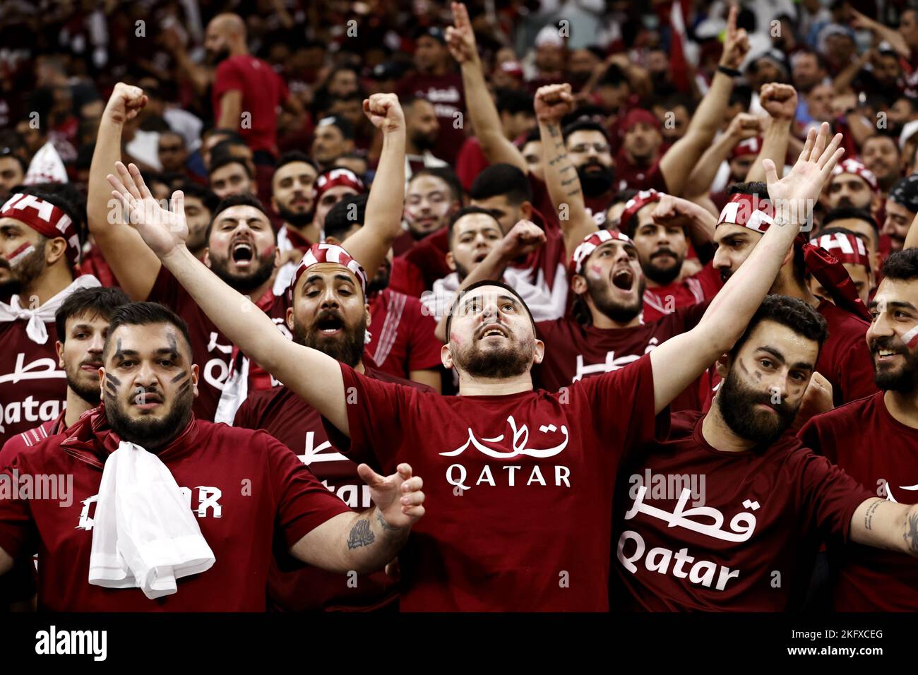 AL KHOR - Qatari supporters during the FIFA World Cup Qatar 2022 group ...