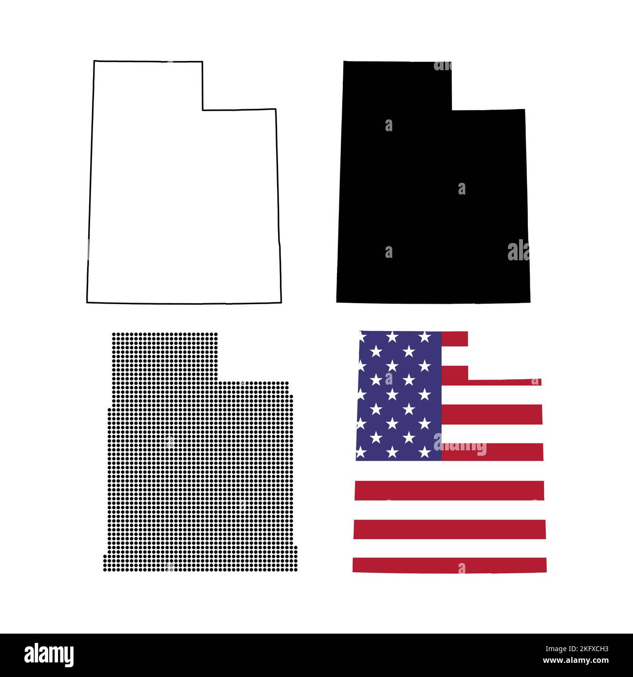 Set of Utah map shape, united states of america. Flat concept icon ...