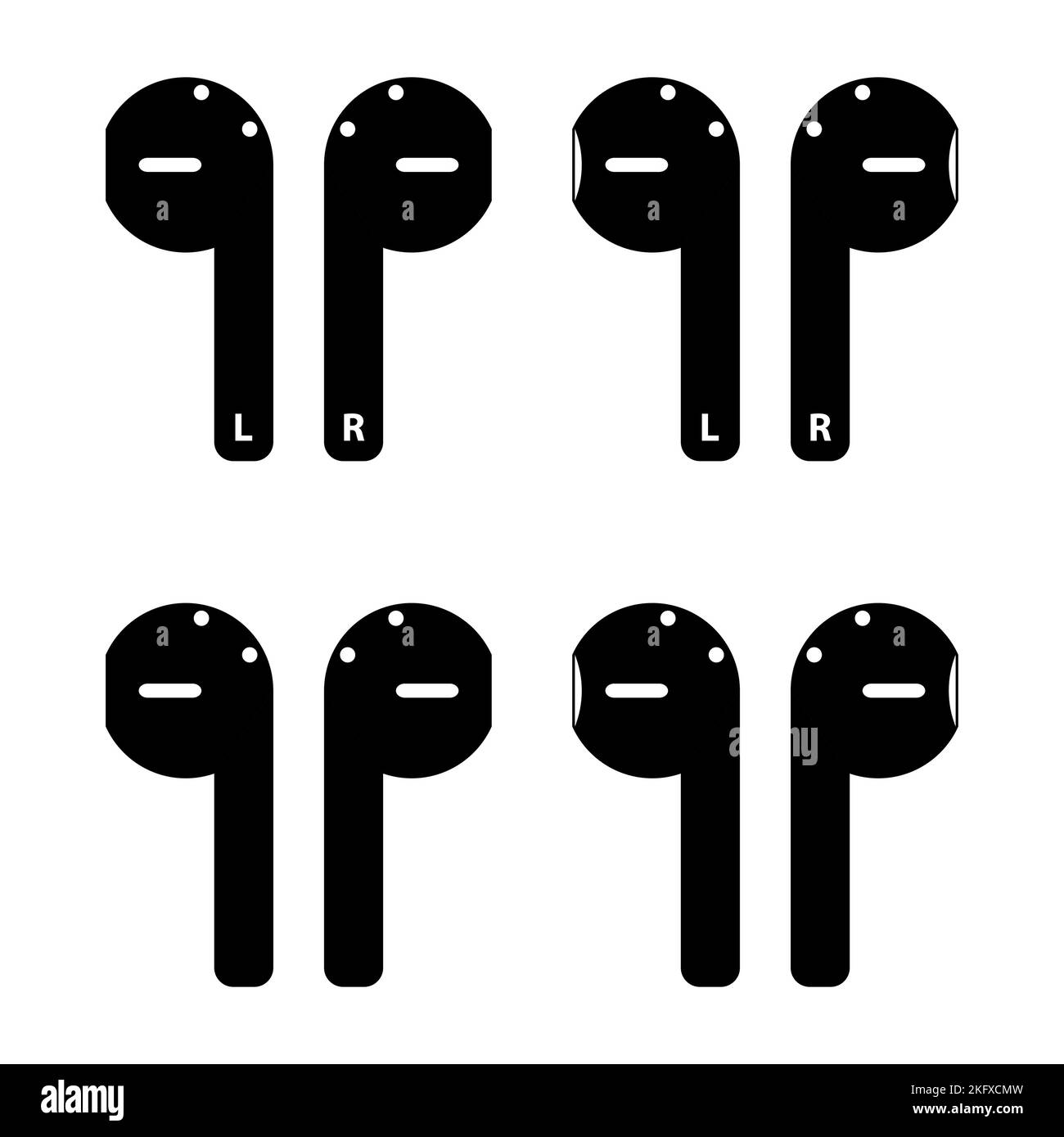 Set of Earphones music flat icon, sound technology device sign, web ...