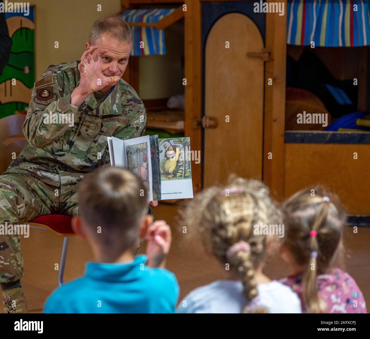 U.S. Air Force Maj. Gen. Derek France, 3rd Air Force commander, reads ...