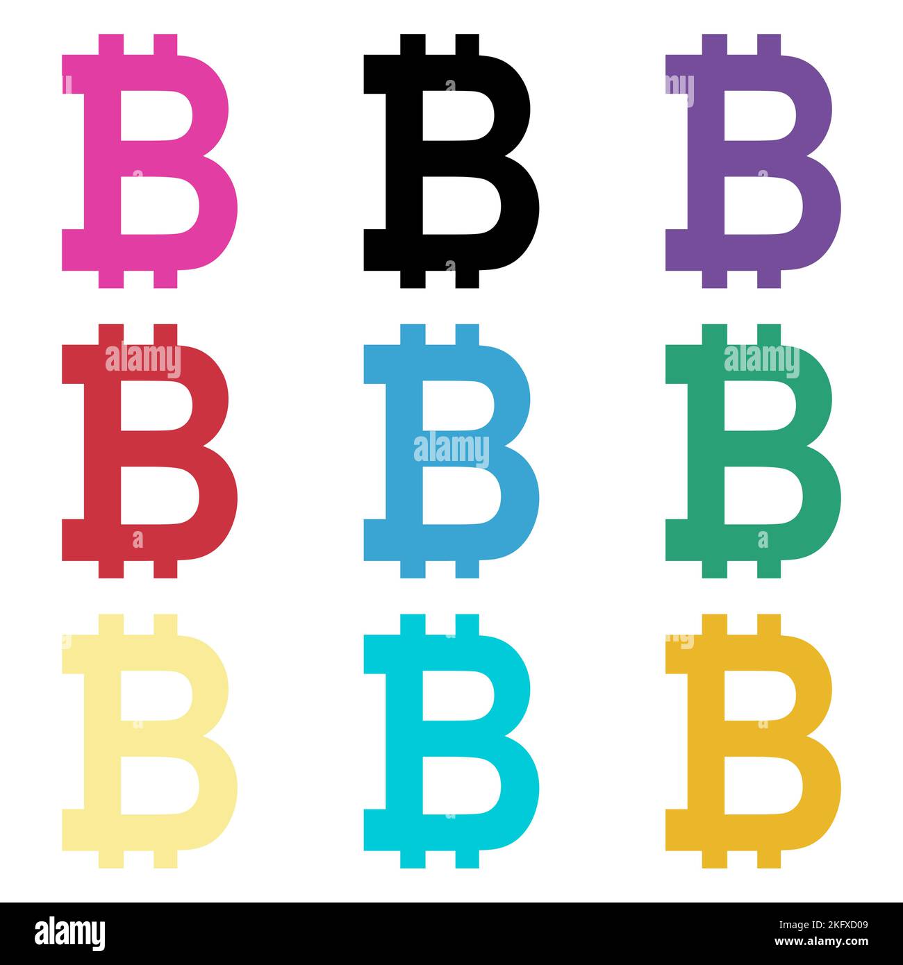 Set of Bitcoin web coin, internet electronic crypto design symbol ...