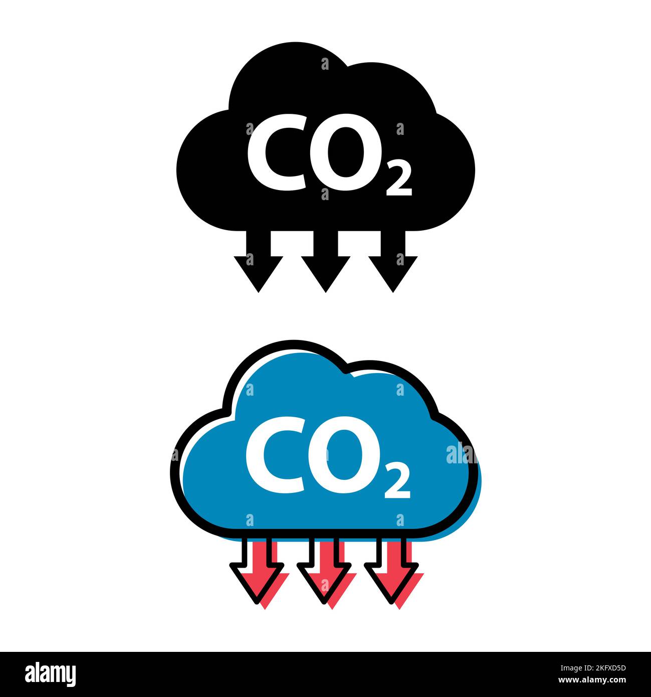 Set of CO2 reduce cloud icon, clean global emission, environment eco ...