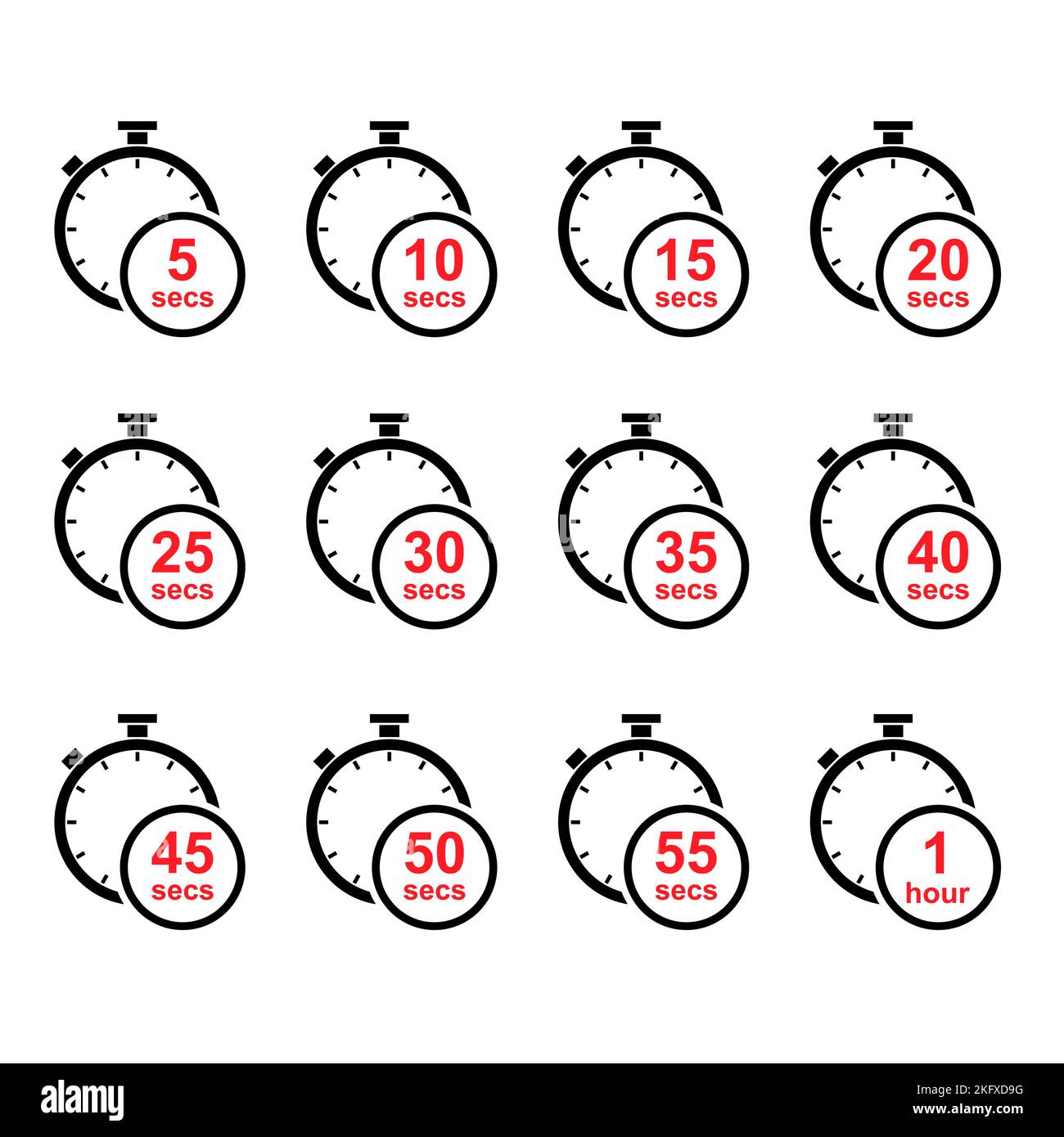 Set of Timer sport icon, stopwatch digital graphic symbol, time circle ...