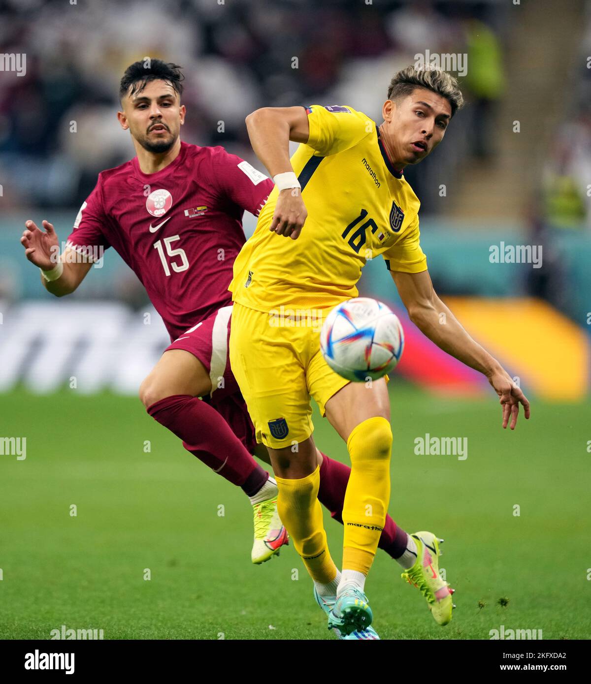Ecuador's Jeremy Sarmiento gets away from Qatar's Bassam Al-Rawi during ...