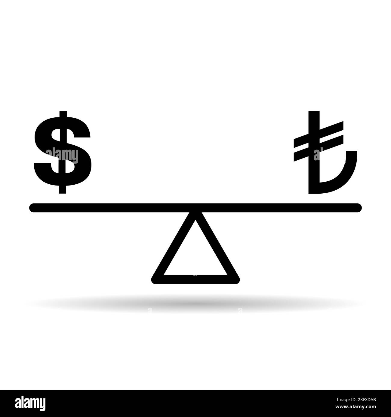 Balance dollar harmony vector icon shadow background. Business flat ...