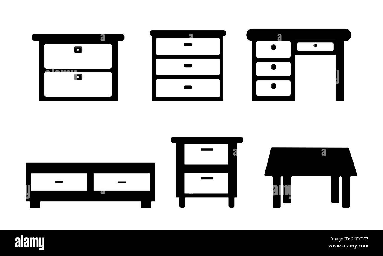 Furniture cabinet, home drawer, table design flat vector illustration ...