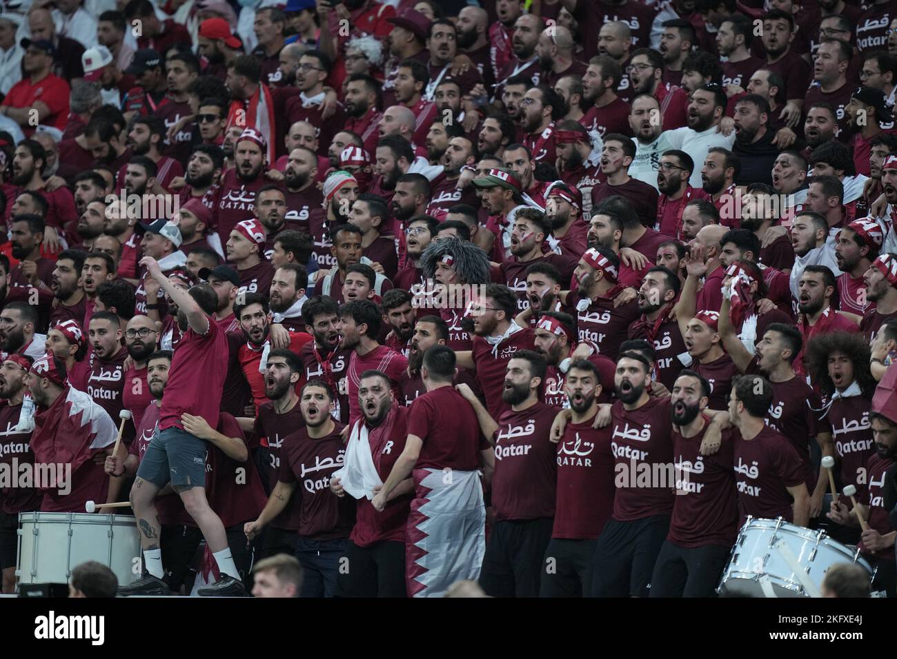 Qatar fans during the Qatar 2022 World Cup match, group A, date 1 ...