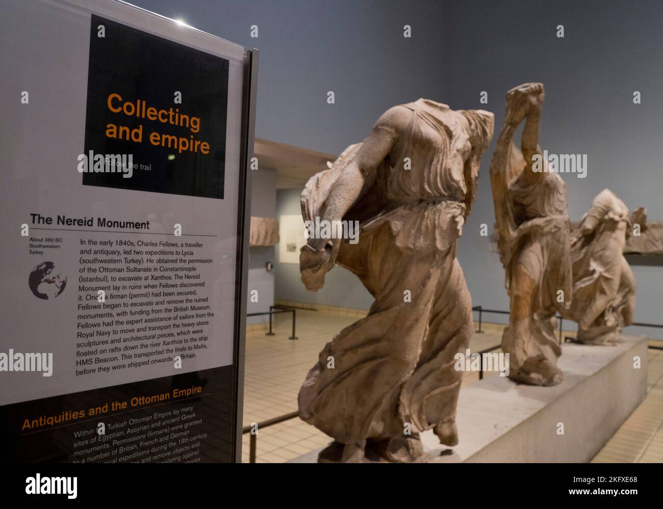 Visitors to the Elgin marbles from the Athens Parthenon gallery at the British Museum in London ...