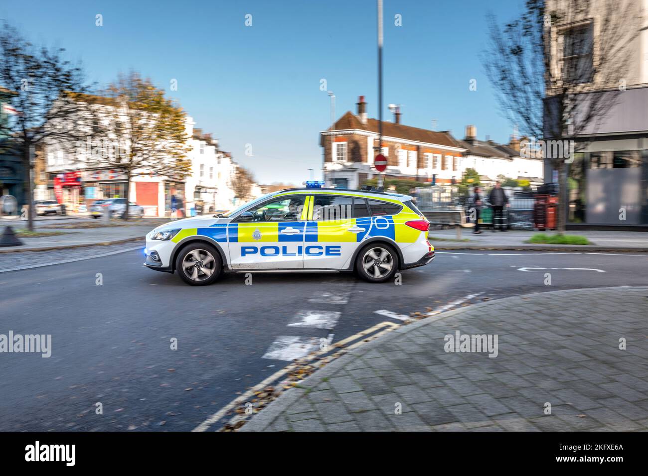 Brighton, November 20th 2022: A police car responding to an incident in ...