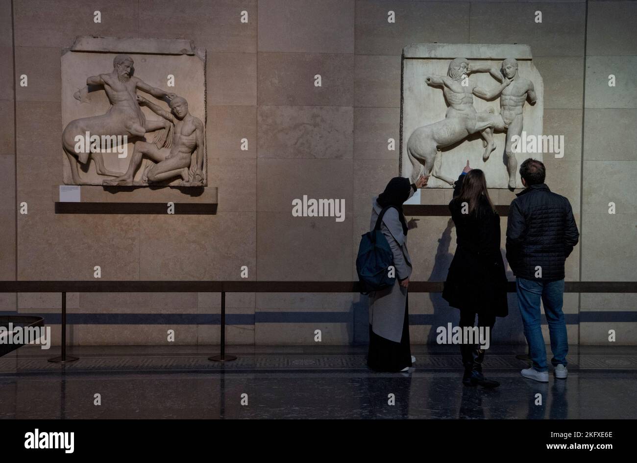 Visitors to the Elgin marbles from the Athens Parthenon gallery at the ...