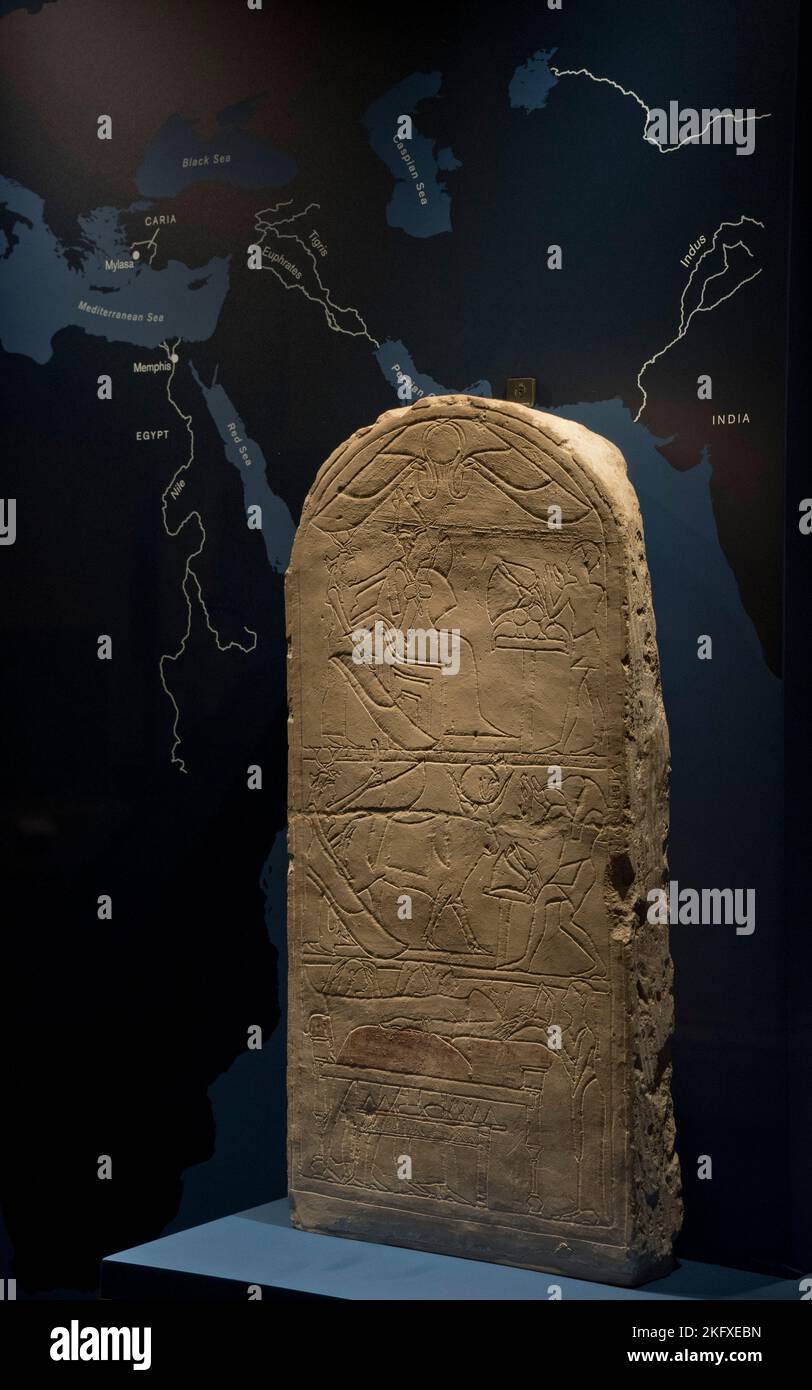 Visitor to the Rosetta stone at the British Museum in London,England,UK ...