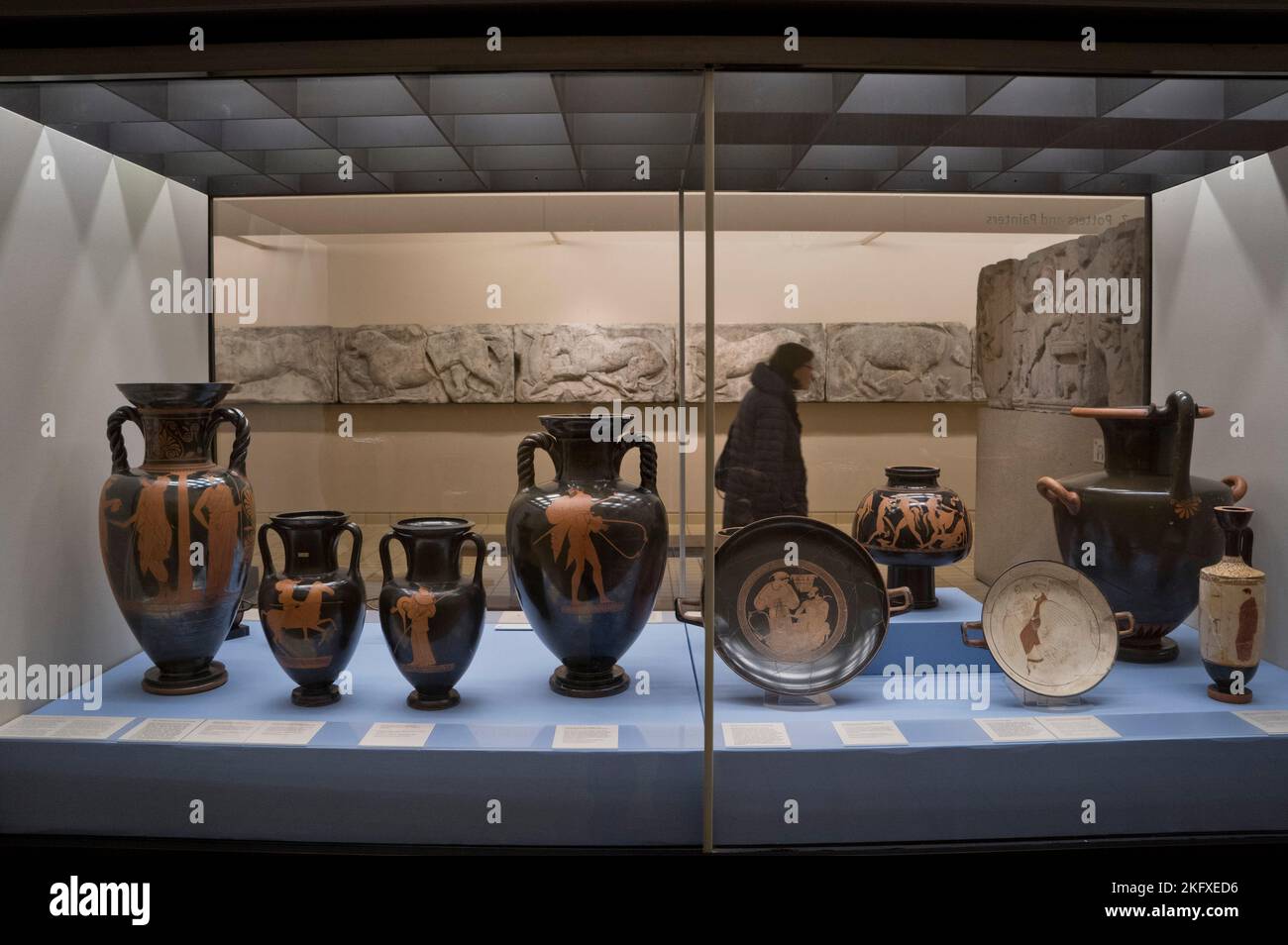 Visitor to the Ancient Greece section of the British Museum in London ...