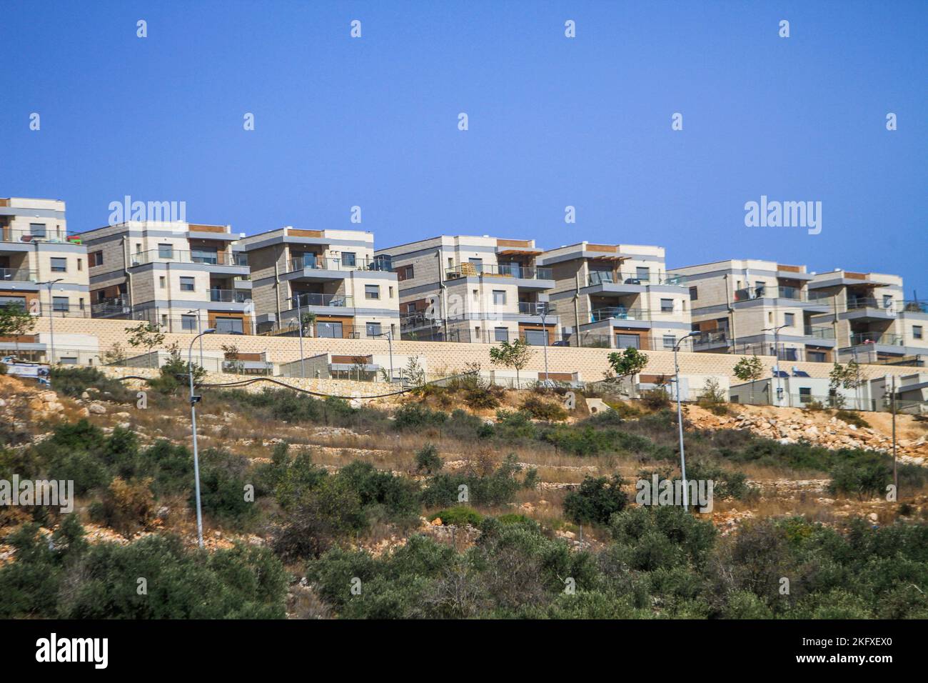 A view of new buildings in the Jewish settlement of Bruchin, near the ...